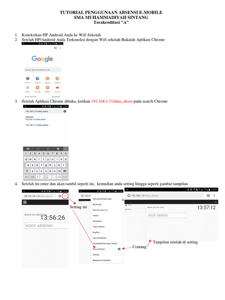TUTORIAL PENGGUNAAN ABSENSI E Mobile | PDF