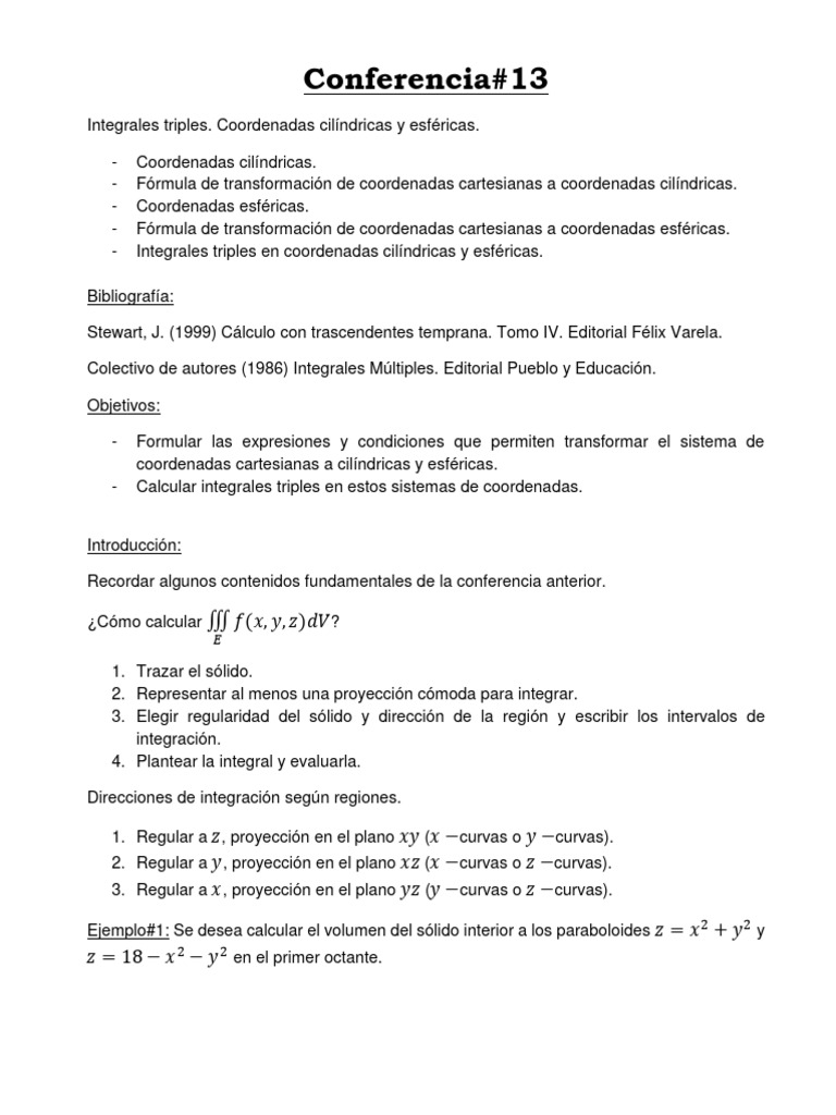 Integrales Triples y Coordenadas 3D | PDF | Sistema coordinado | Espacio