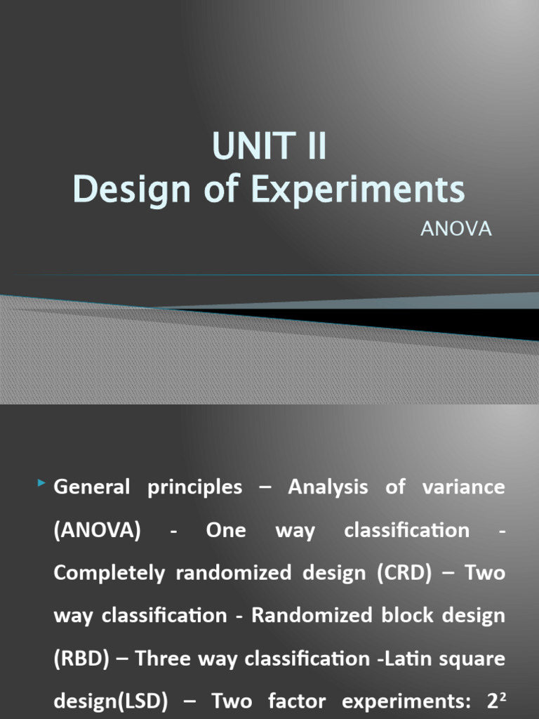 ANOVA - Unit II SNM | Download Free PDF | Analysis Of Variance | Experiment