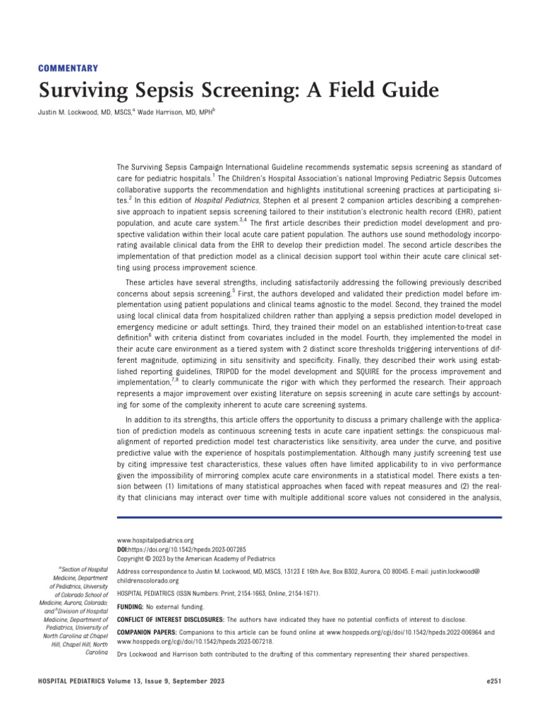 Guia Practica Sepsis AAP 2023 | Download Free PDF | Electronic Health ...
