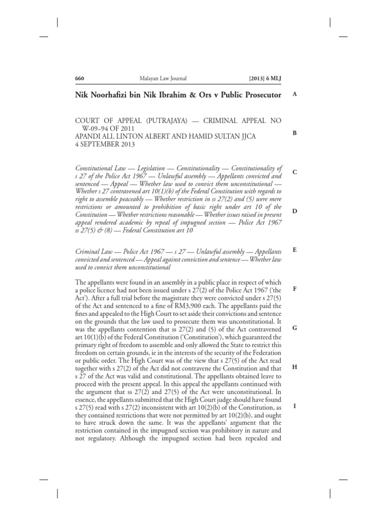 Nik Noorhafizi Bin Nik Ibrahim & Ors V Public Prosecutor | PDF | Appeal ...