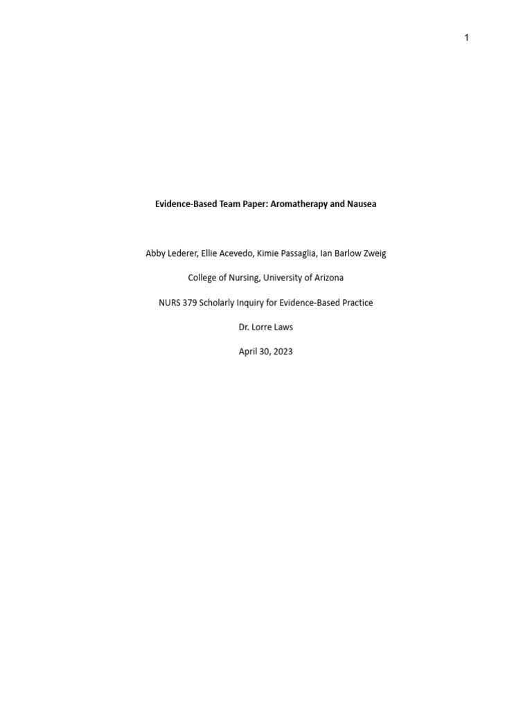 Ebp Paper Team Assignment Group 4 | PDF | Aromatherapy | Nausea