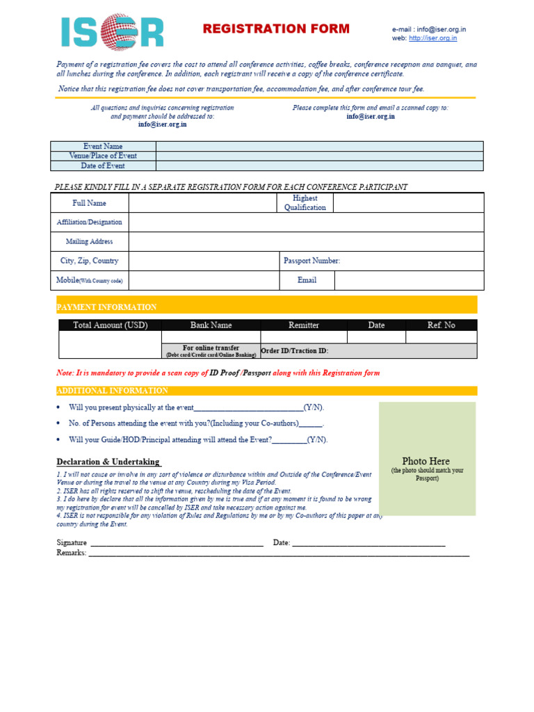 ISER Listener Registration Form Abroad | PDF