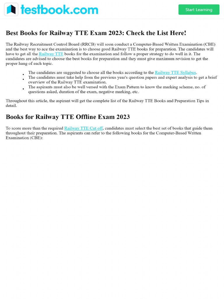 Best Books For Railway TTE Exam 2023 | PDF