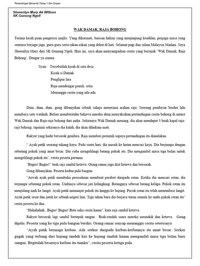 Wak Damak Raja Bohong | PDF | Griya & Taman | Fiksi Misteri, Thriller, & Kejahatan