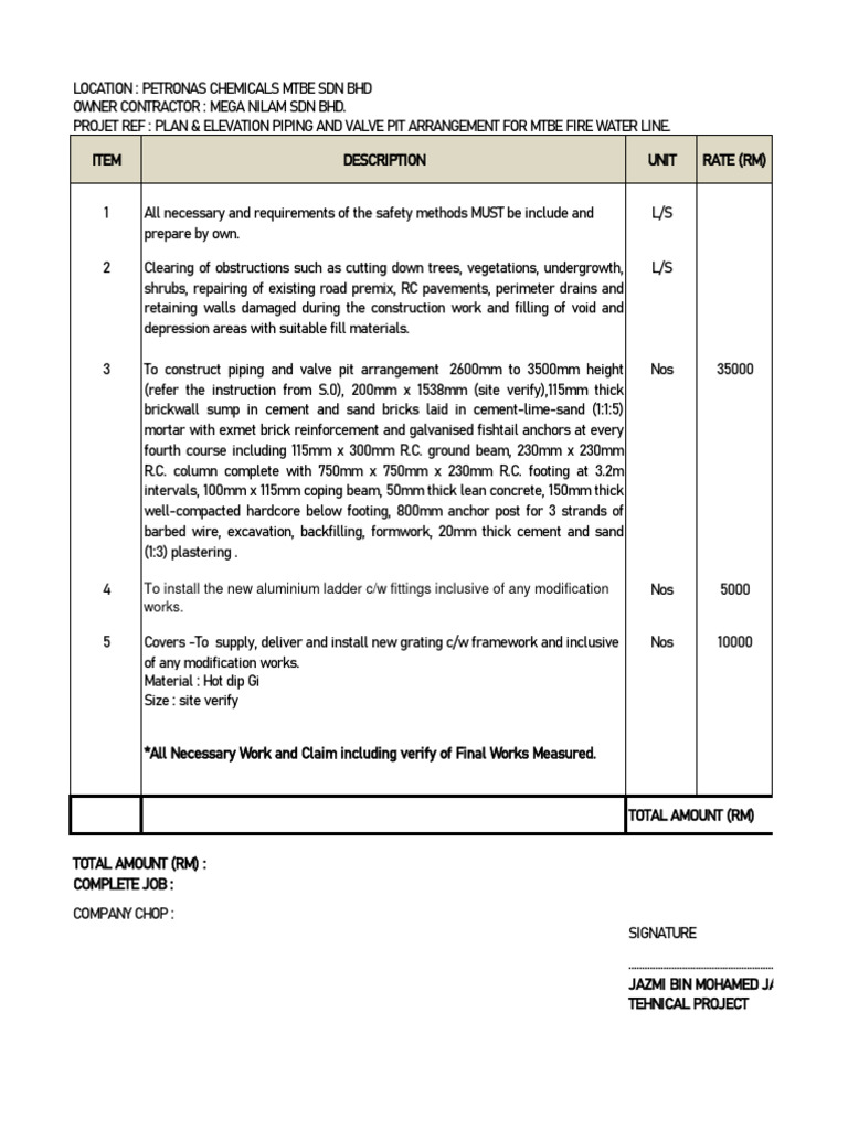 MTBE Fire Water Valve Pit Arrangement | PDF