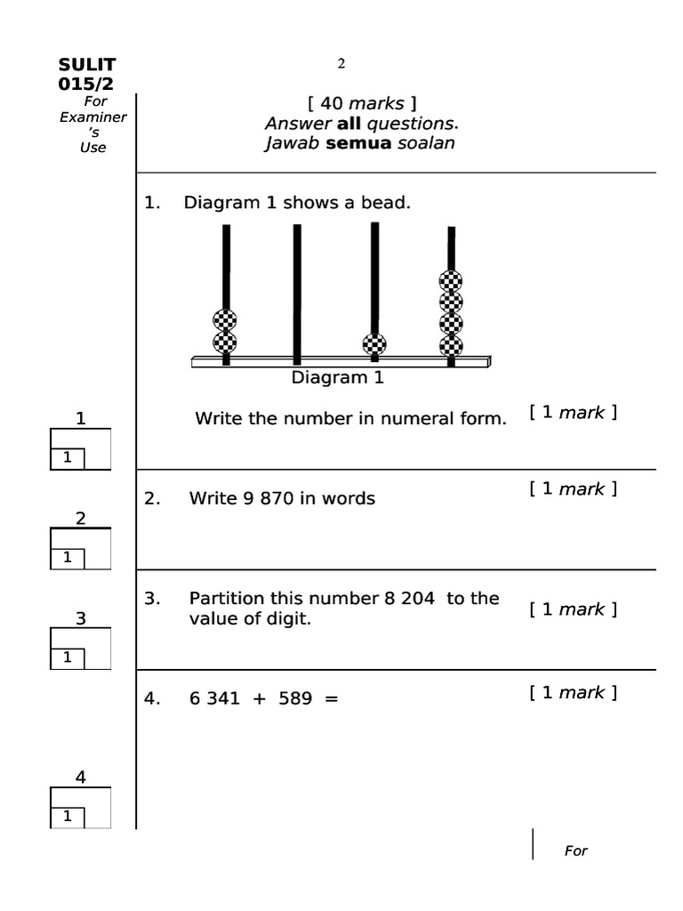 Sulit Sulit 015/2 015/2 All All Semua Semua: For For Examiner Examiner ...