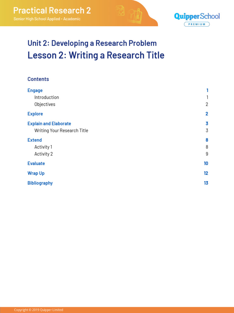 FINAL SG - PR2 11 - 12 - UNIT 2 - LESSON 2 - Writing A Research Title 1 | Download Free PDF ...
