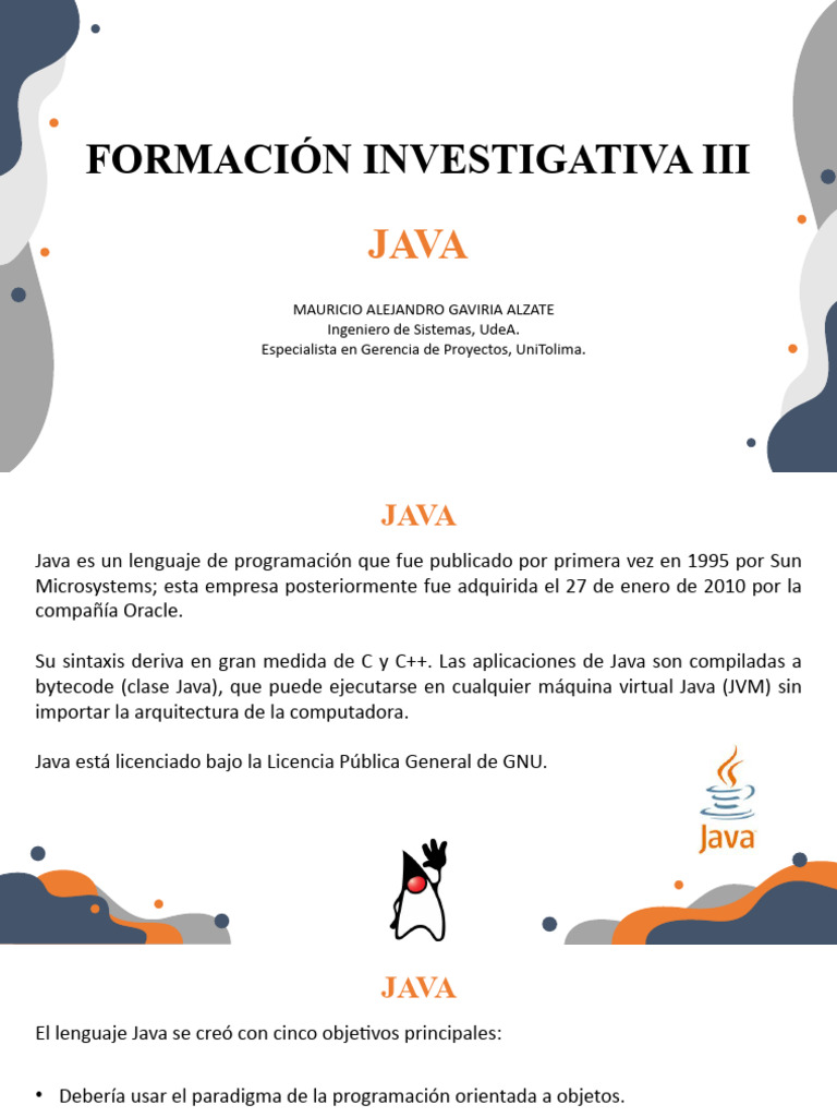 Formacion Investigativa3 Java | PDF | Java (lenguaje de programación) | máquina virtual de Java