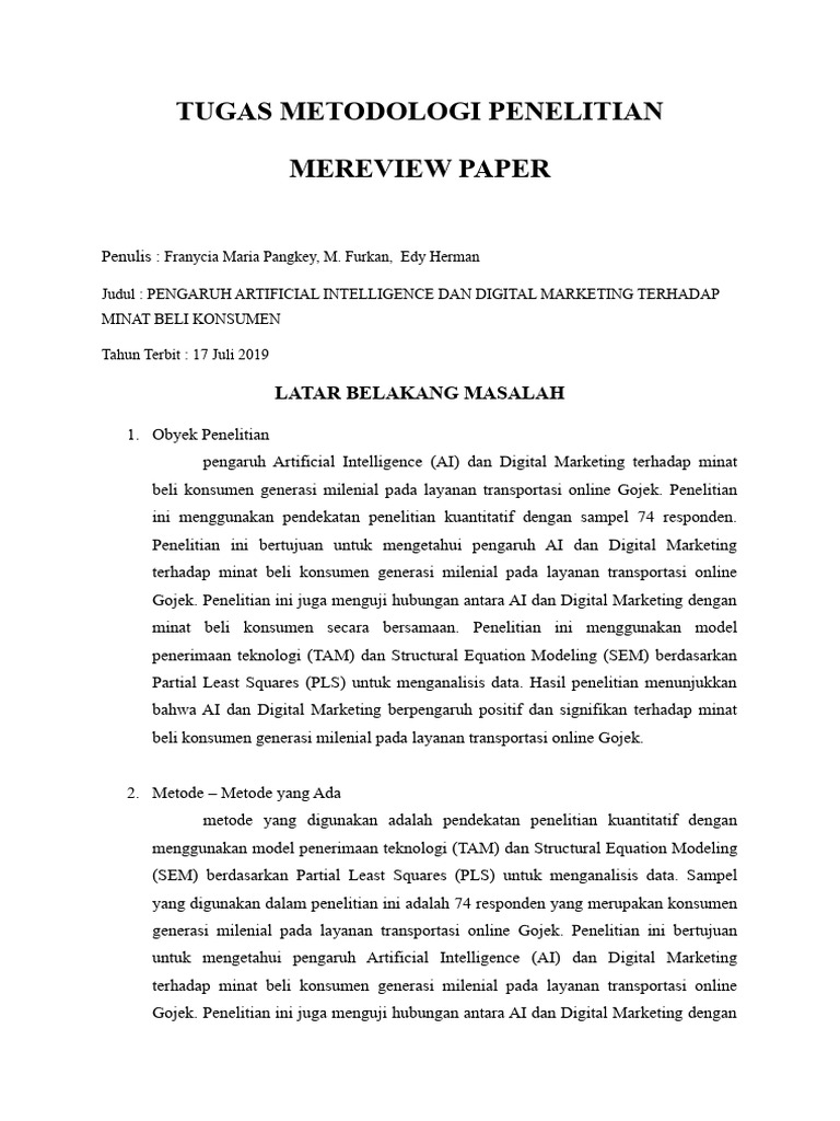 Tugas Metodologi Penelitian | PDF | Komputer