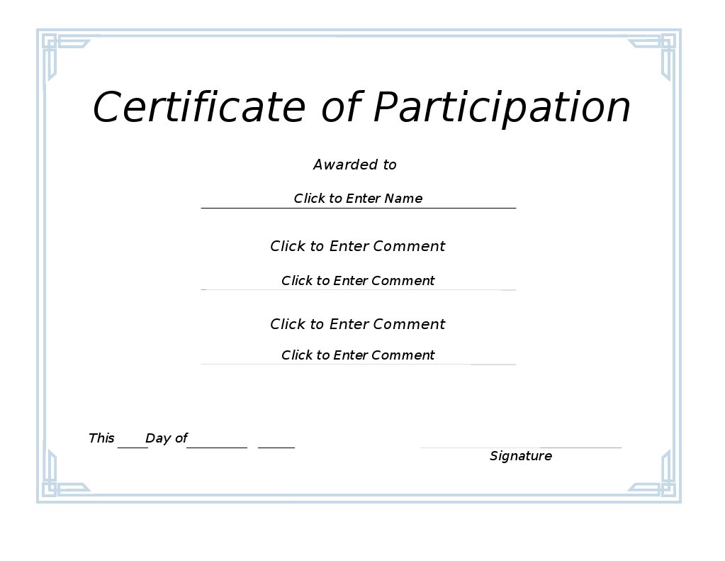 Participation Certificate Template | PDF