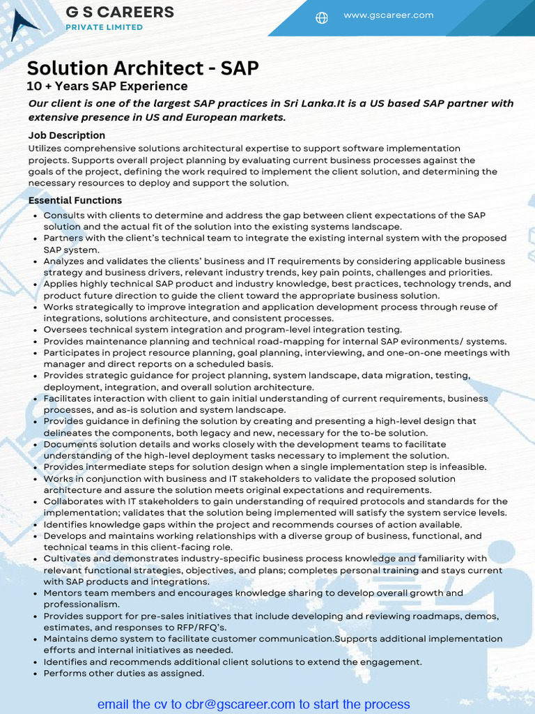 GSC SAP Solution Architect - 1 | PDF