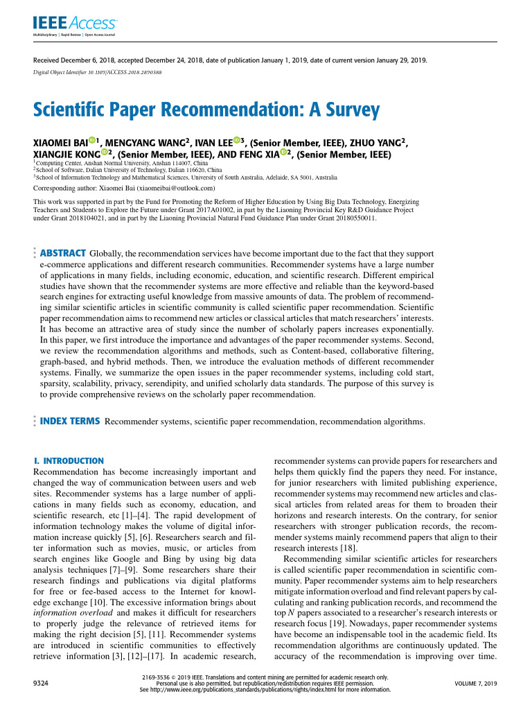 Scientific Paper Recommendation A Survey | PDF | Information Science ...