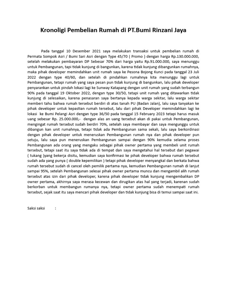 Kronoligi Pembelian Rumah Di PT | PDF Kronoligi Pembelian Rumah Di PT | PDF