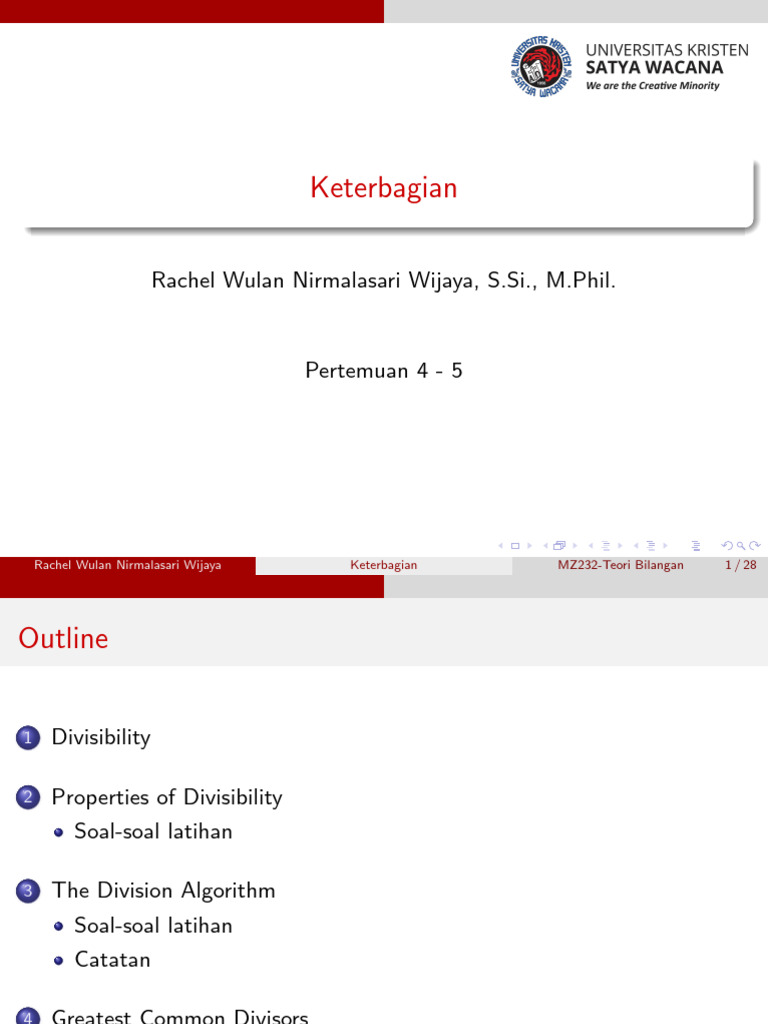 Keterbagian (MZ232 Teori Bilangan) | PDF
