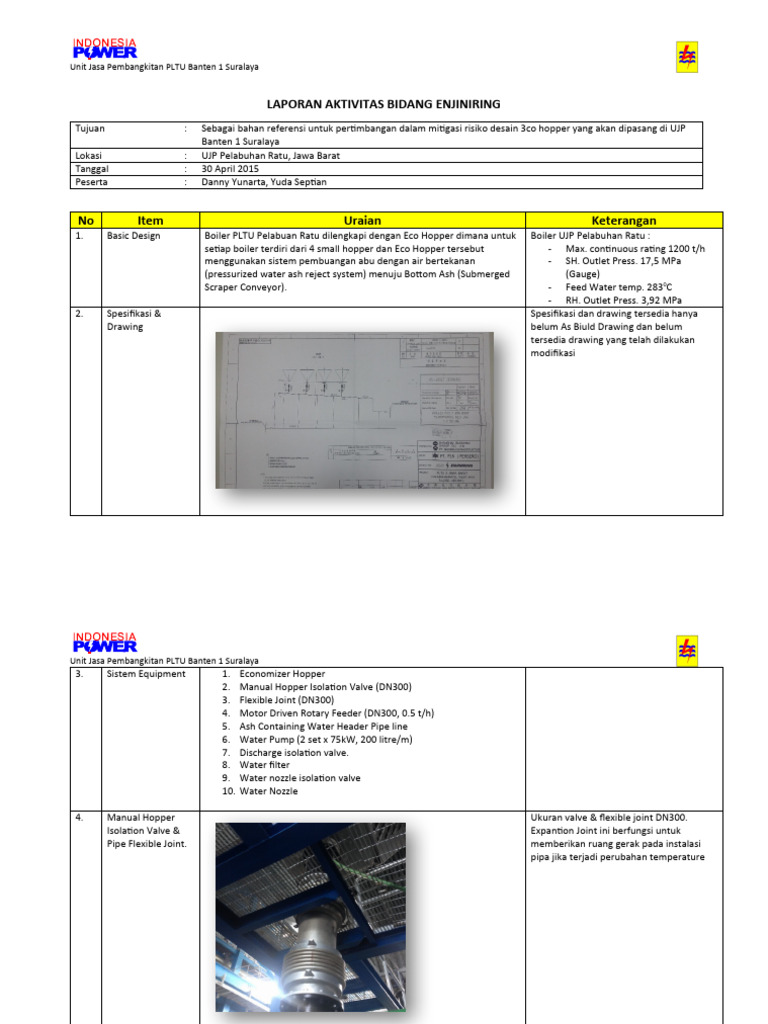 Laporan Benchmark Sistem Design Economizer Hopper Pltu PRT | PDF