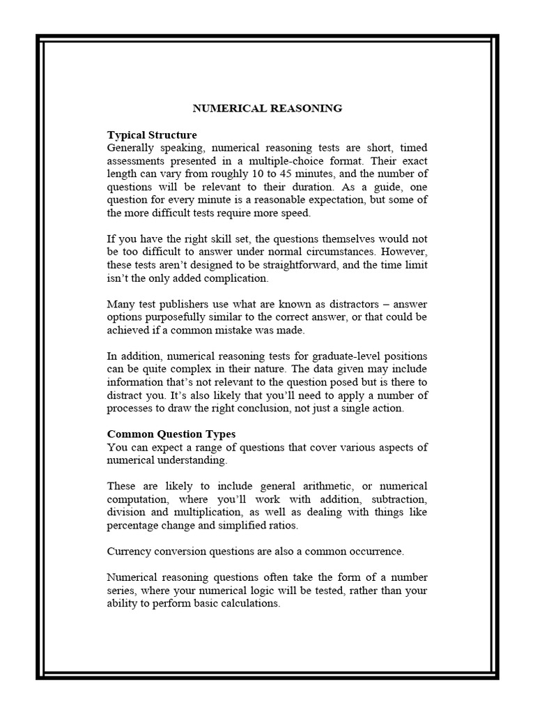 Numerical Reasoning | PDF | Percentage | Multiplication