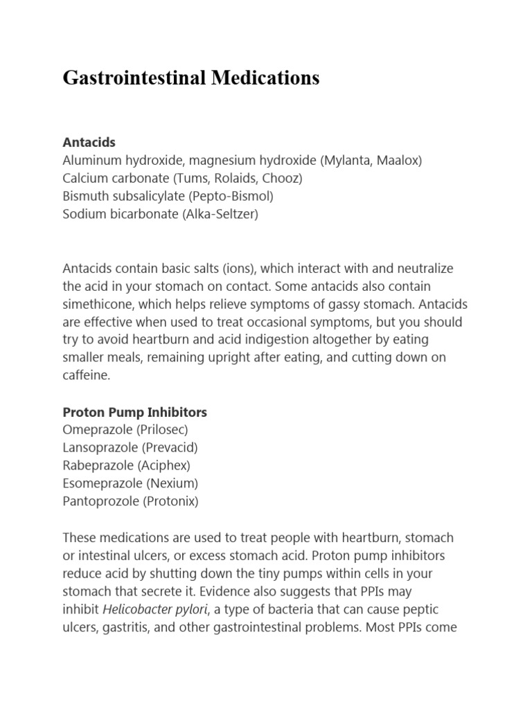 Gastrointestinal Medications | PDF | Medical Specialties | Drugs