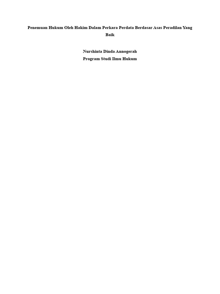 Penemuan Hukum Oleh Hakim Dalam Perkara Perdata Berdasar Asas Peradilan ...