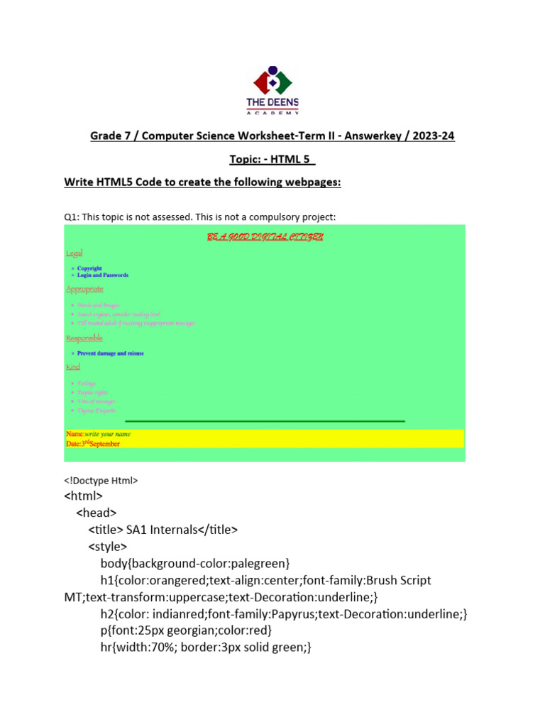 Gr7 Term2 WS Answerkey 2023-24 | PDF | Air Pollution | Pollution