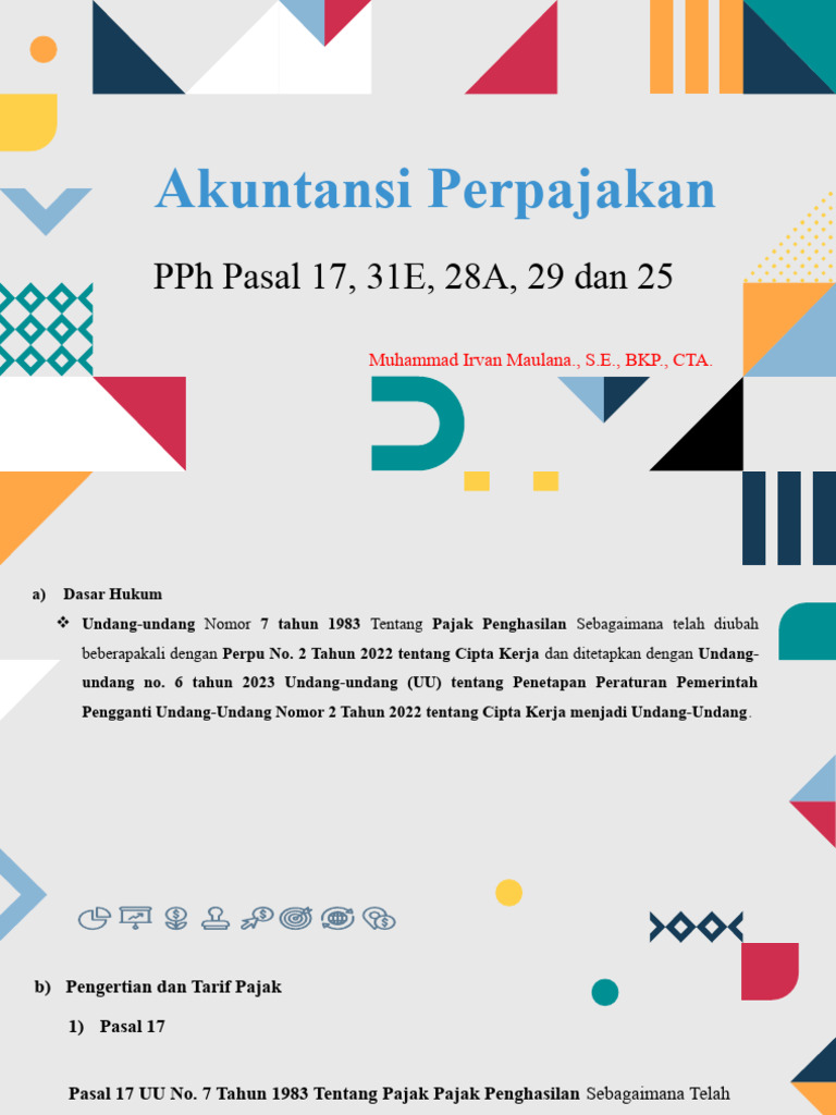 Pertemuan 12 - Akuntansi Pajak Penghasilan (PPH Pasal 17, 31E, 28A, 29 ...