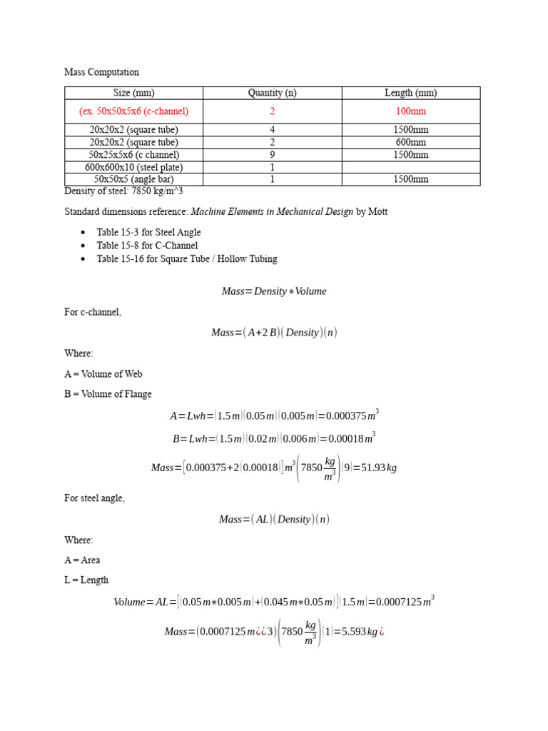 Weight Computation | PDF | Belt (Mechanical) | Mechanical Engineering