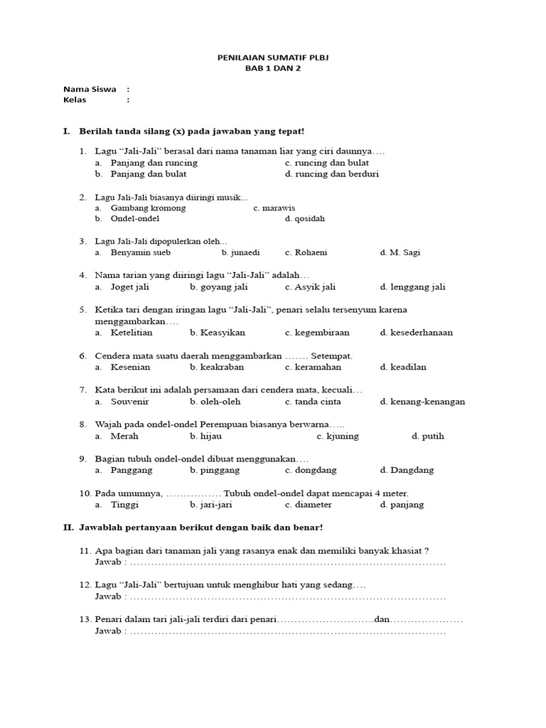 PH PLBJ Kelas 4 Kumer | PDF