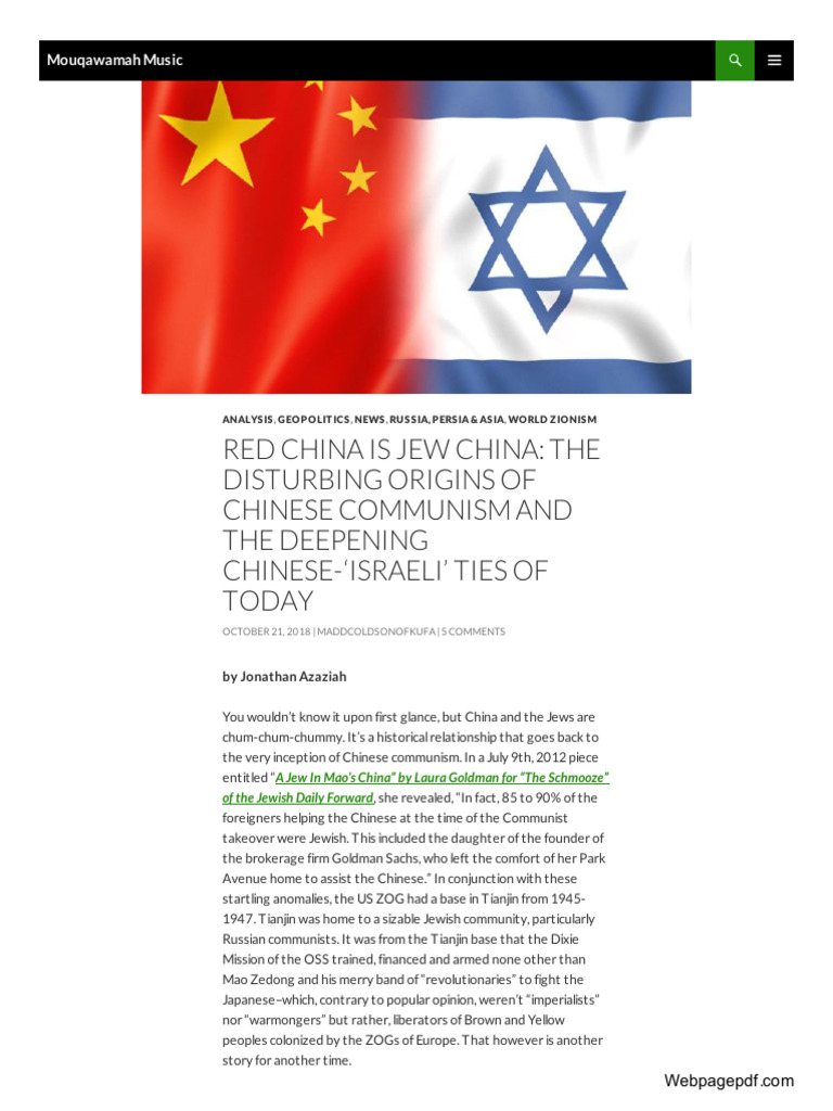 Red China Is Jew China The Disturbing Origins of Chinese Communism and ...
