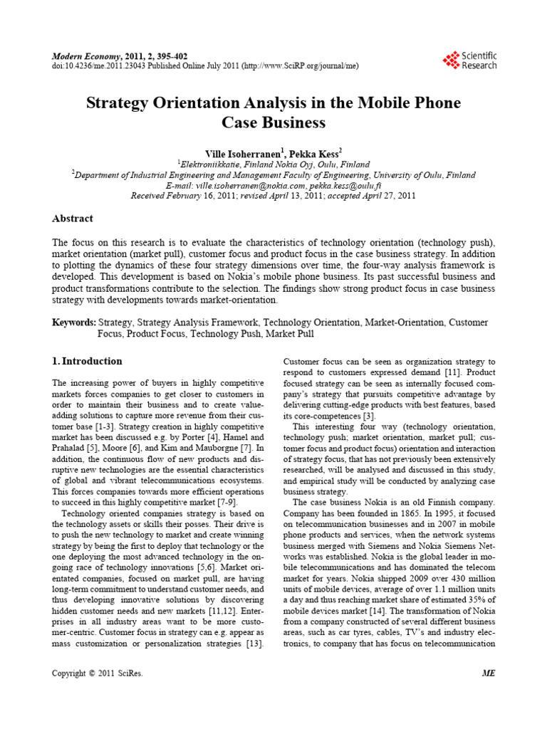 Strategy Orientation Analysis in The Mobile Phone Case Business | PDF ...