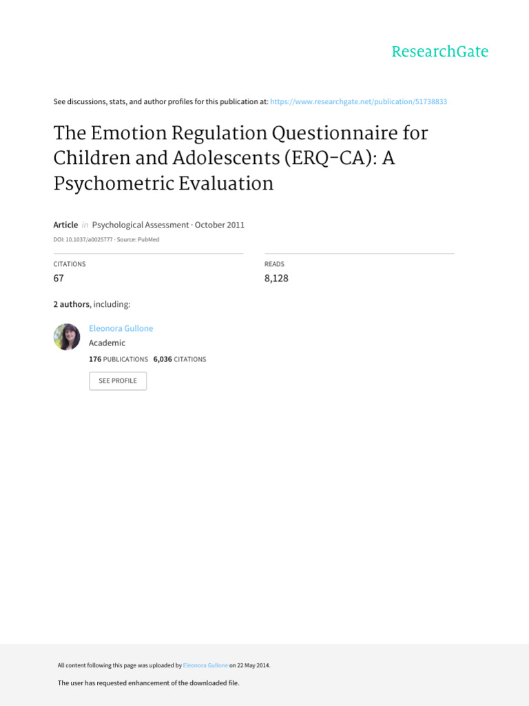 Emotional Regulation Questionnaire | PDF | Psychological Concepts ...