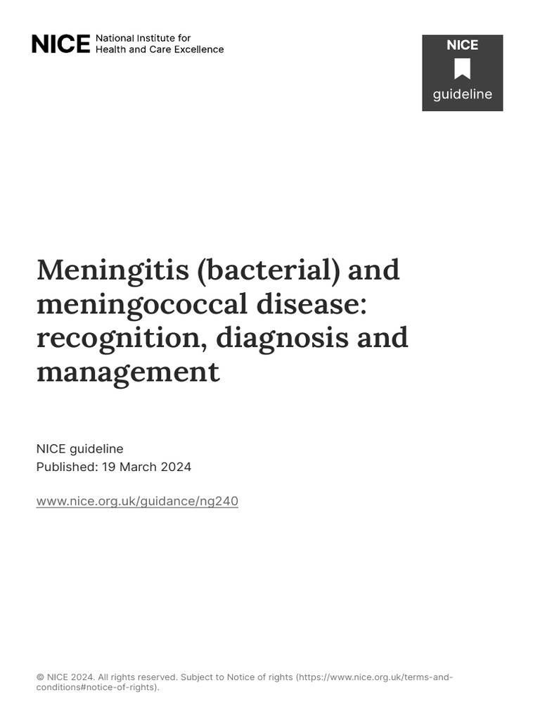 Meningitis Bacterial and Meningococcal Disease Recognition Diagnosis ...