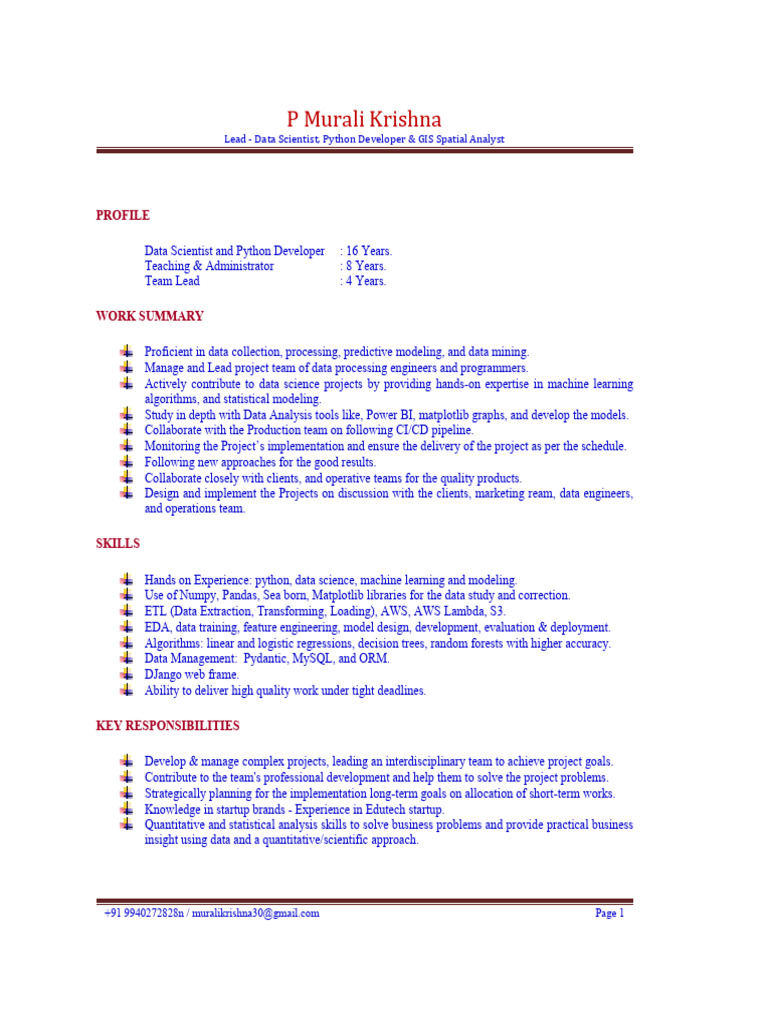 P Murali Krishna Data Scientist | PDF | Geographic Information System | Data Science