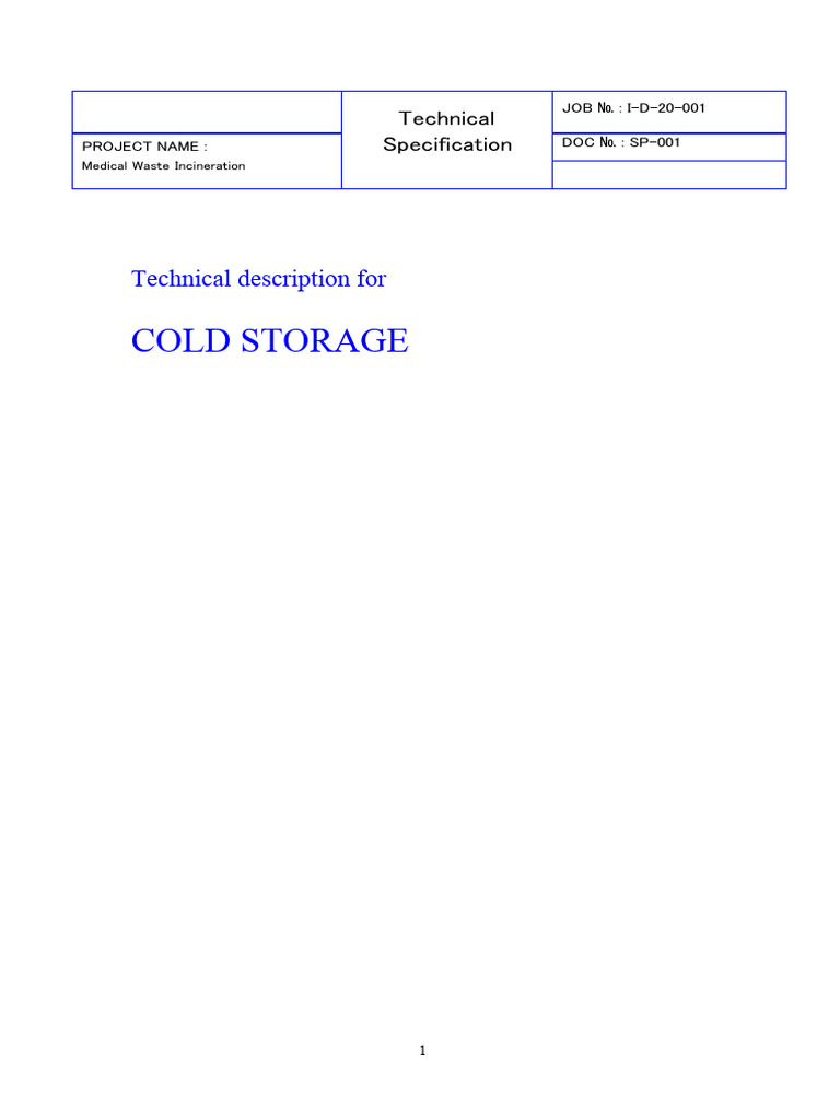 Technical COLD STORAGE | PDF