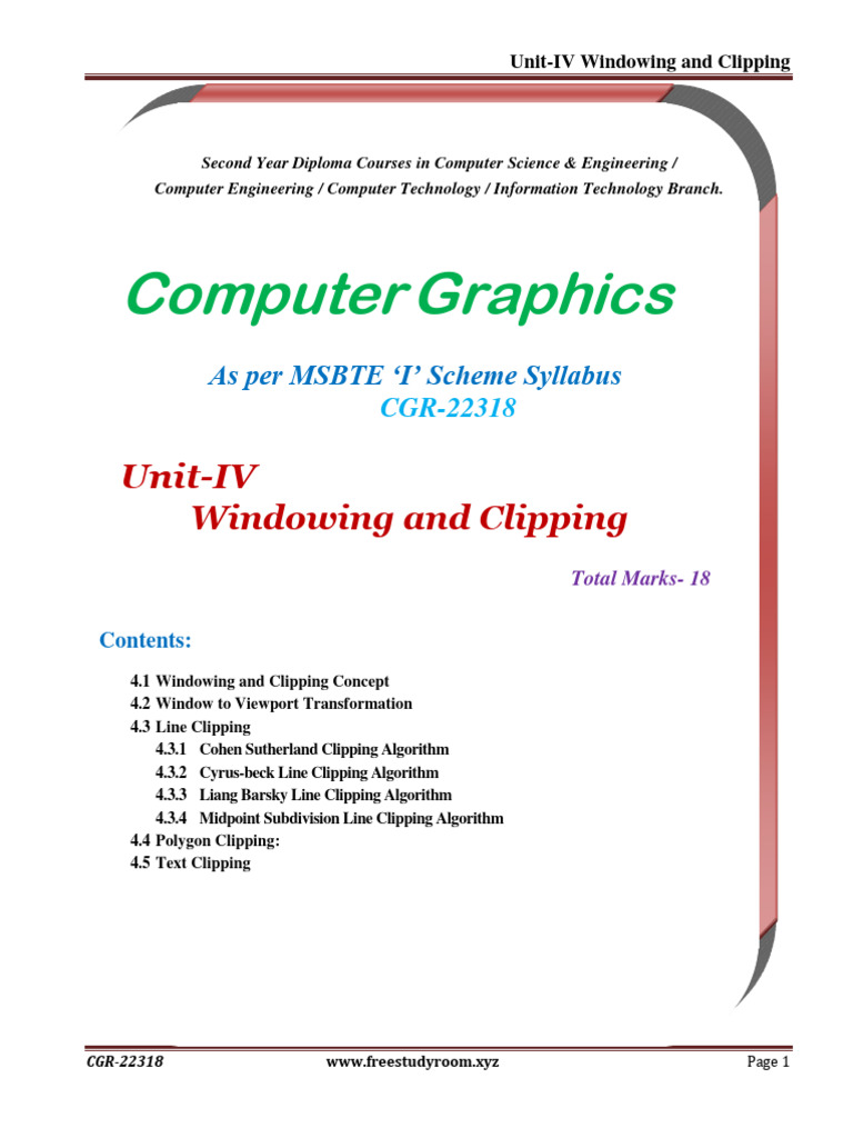 CGR Unit IV Windowing and Clipping | PDF