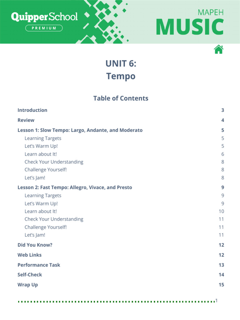 Grade 5 Music: Understanding Tempo | PDF | Tempo | Musicology