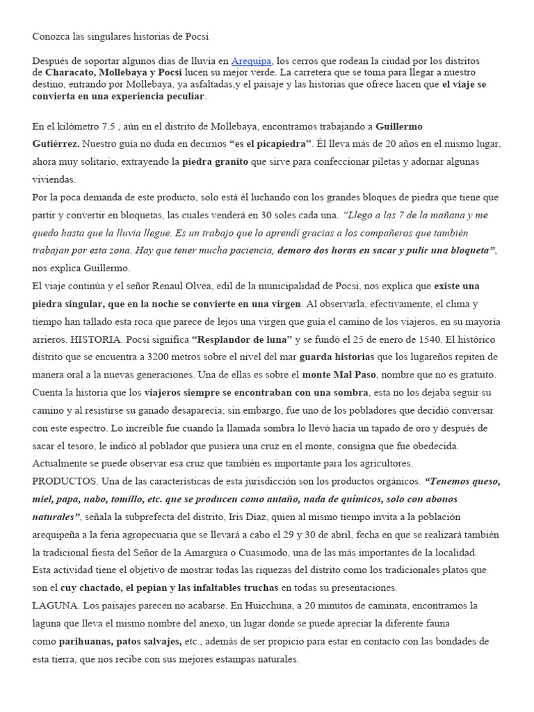 Conozca Las Singulares Historias de Pocsi | PDF