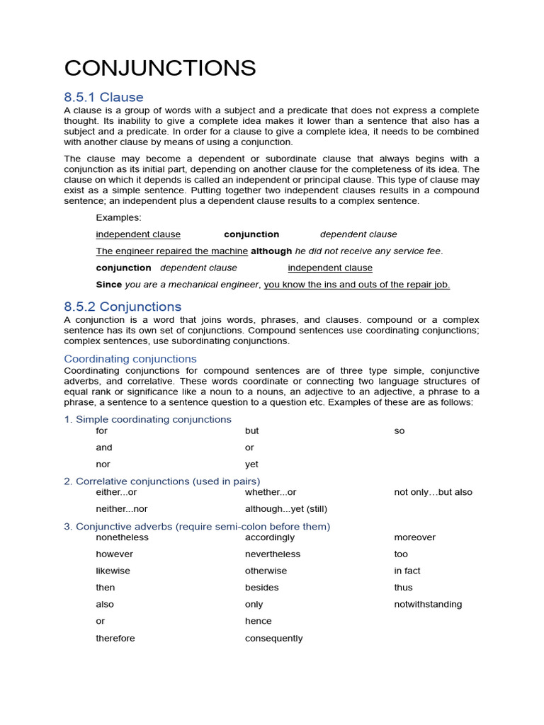 Conjunctions 2 | PDF | Clause | Adverb