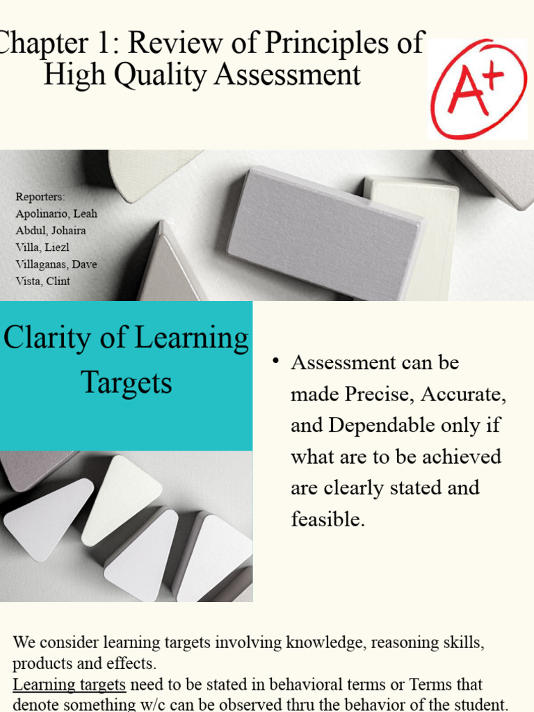 Chapter 1 Review of Principles of High Quality Assessment | Download Free PDF | Validity ...
