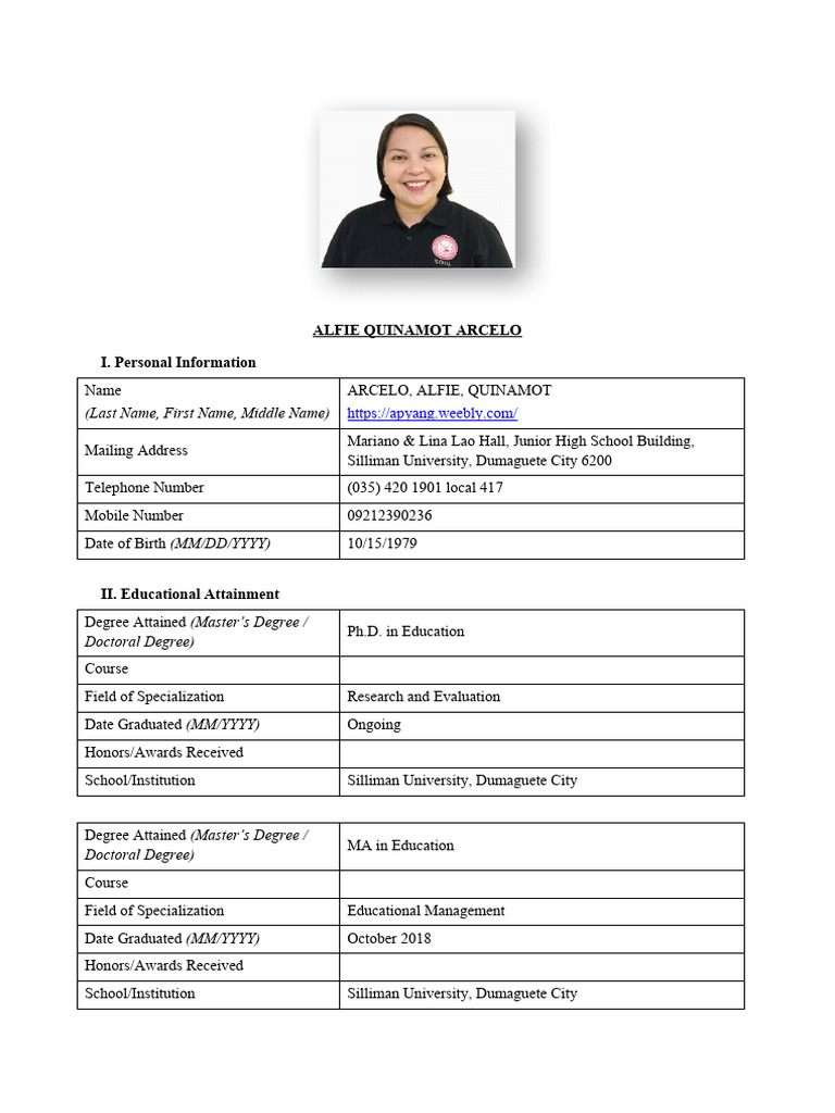 Ched Modifed Curriculum Vitae - Arcelo | PDF