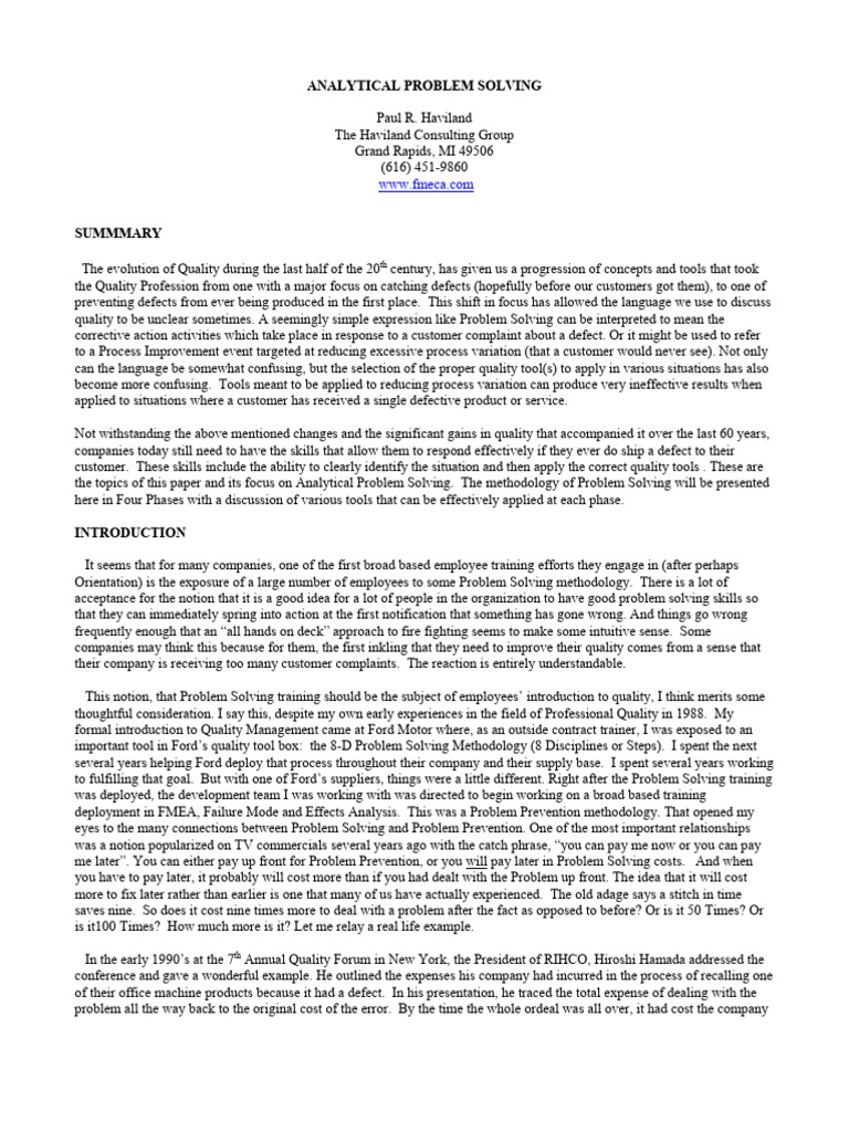 Analytical Problem Solving | PDF | Hypothesis | Statistics