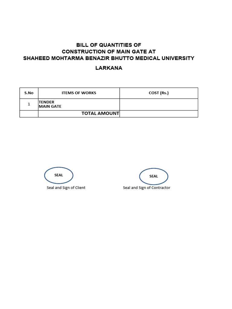 Boq of Main Gate - 15155672230 | PDF | Concrete | Mortar (Masonry)