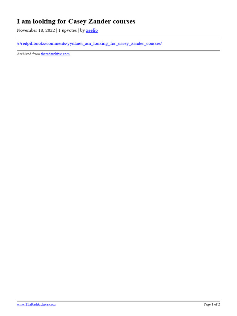 I Am Looking for Casey Zander Courses | PDF