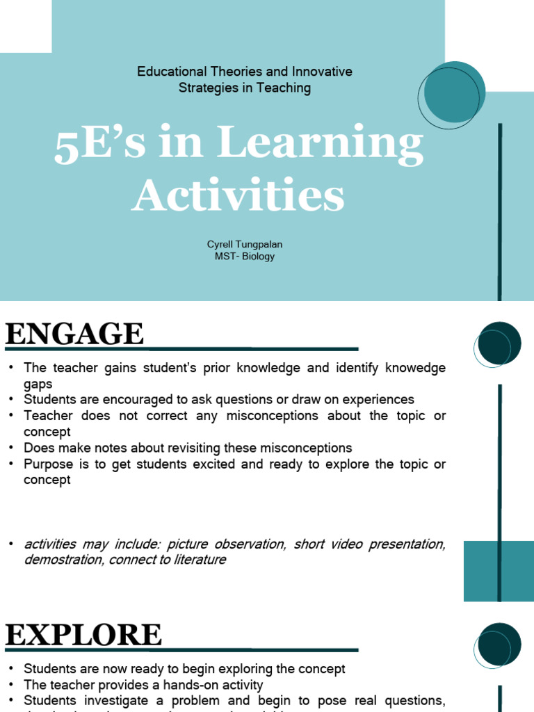 5e's in Learning Activities | PDF | Knowledge | Teachers