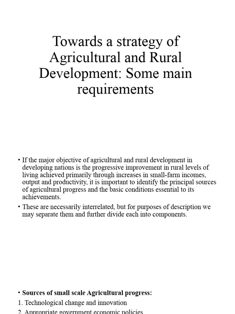 Strategy for Rural Development Success | PDF | Agriculture | Land Reform