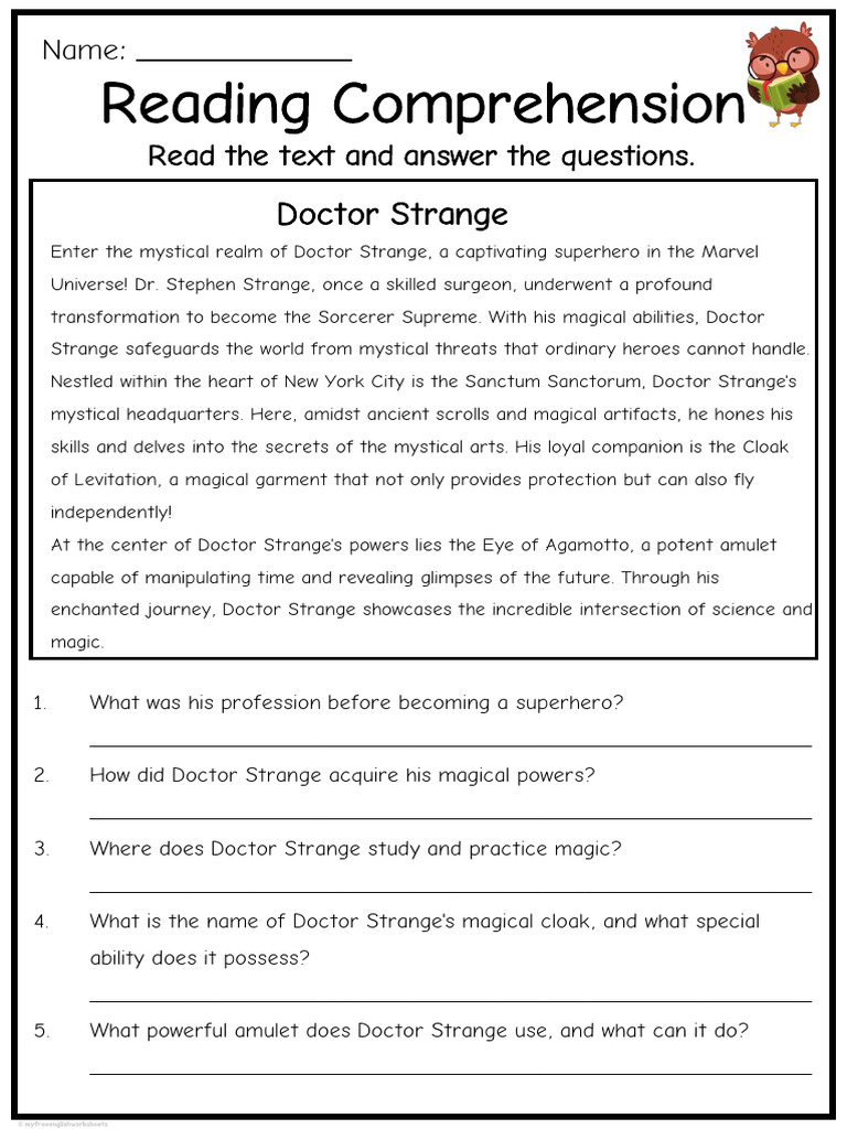 Reading-Comprehension-Grade-4-Non-Fiction-Doctor-Strange | PDF