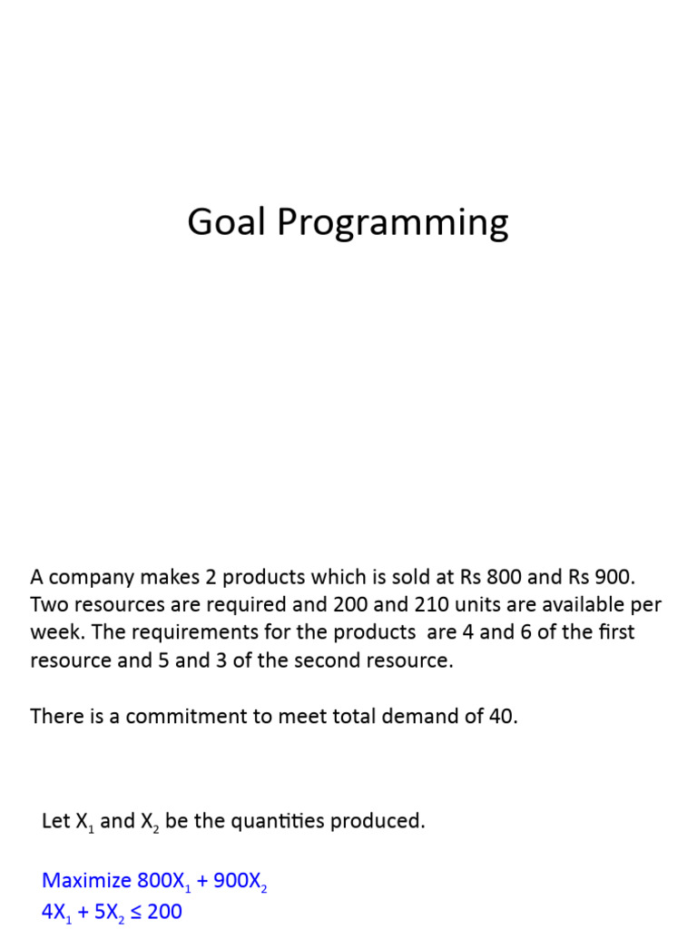 Goal Programming1 Pdf Applied Mathematics Mathematical Optimization 