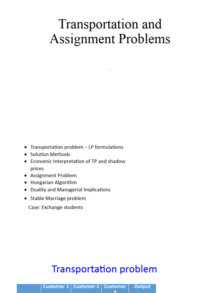 Transportation and Assignment Problems1 | PDF | Algorithms | Algorithms And Data Structures