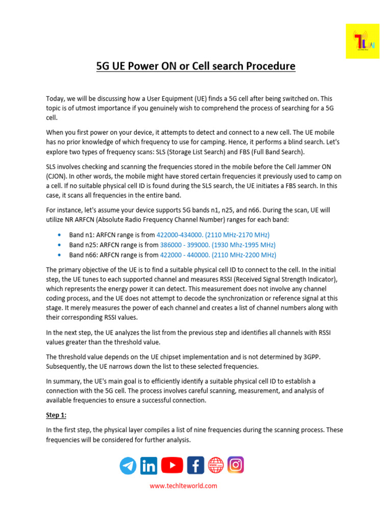 5G-NR UE ON Procedure or Cell Search Procedure | PDF | Orthogonal Frequency Division ...