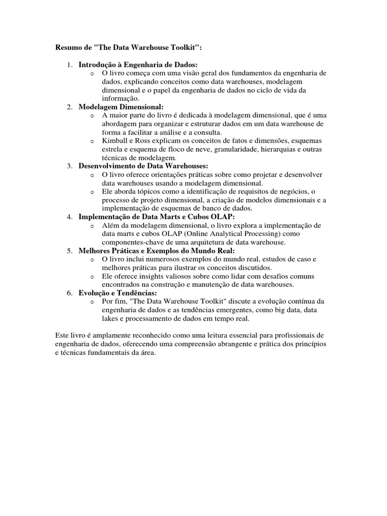 Resumo De The Data Warehouse Toolkit Pdf
