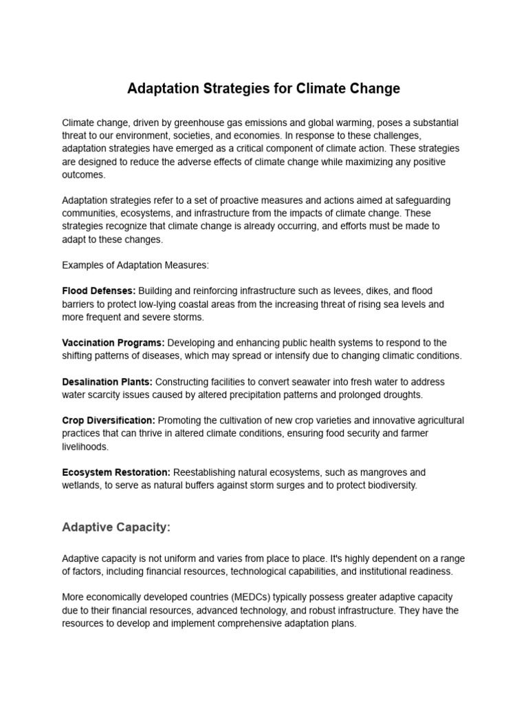 7.3b Adaptation Strategies For Climate Change | PDF | Climate Change ...